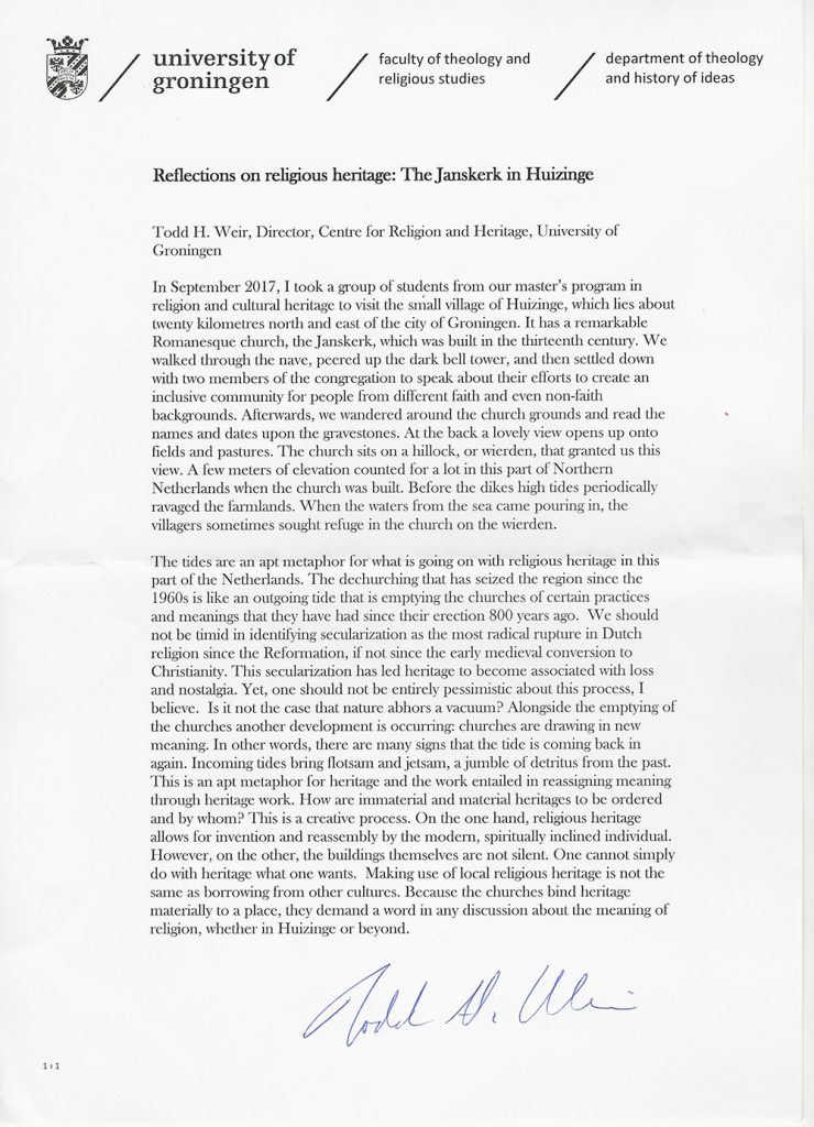 Todd Weir, Director, Centre for Religion and Heritage, University of ...